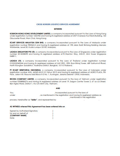 11+ Logistics Service Agreement Templates in PDF | MS Word