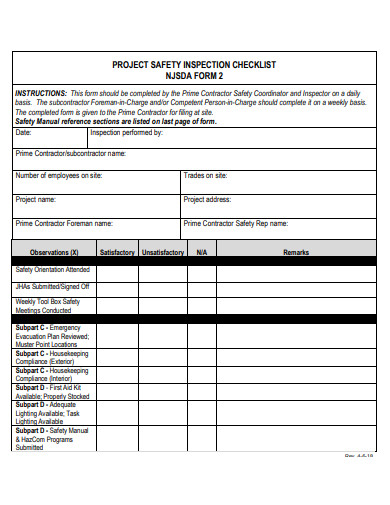 11 Daily Safety Inspection Checklist And Form Templates In PDF XLS DOC