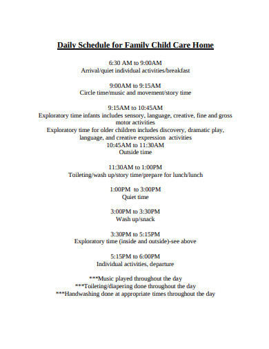 12+ Child Care Schedule Templates in PDF | Doc