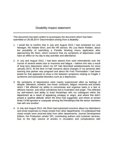 3 Disability Impact Statement Templates In PDF