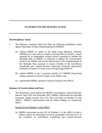 11+ Disciplinary Statement Templates in PDF | DOC