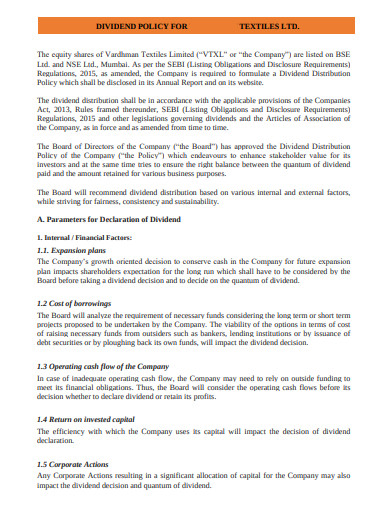 11+ Dividend Policy Templates in PDF | MS Word
