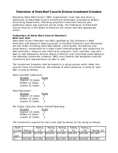 FREE 11+ Investment Schedule Templates in PDF | XLS | MS Word