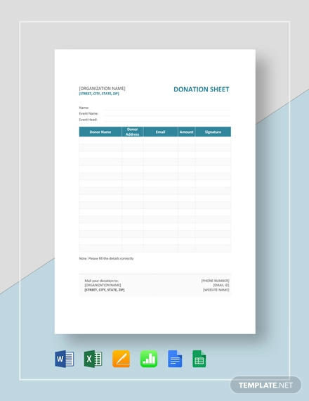 Donation Sheet Template - 9+Free PDF Documents Download