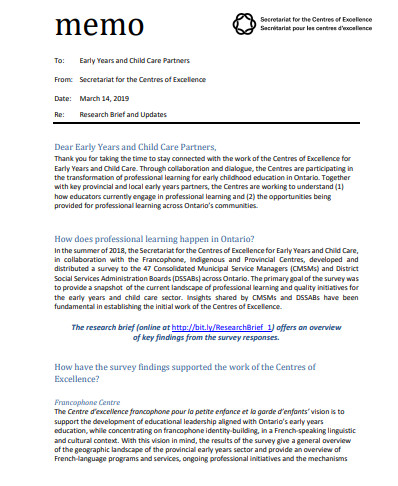 11+ Child Care Memo Templates in PDF | WORD