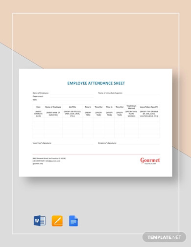 10+ Employee Attendance Sheet Templates in PDF | Word Google Docs | Pages