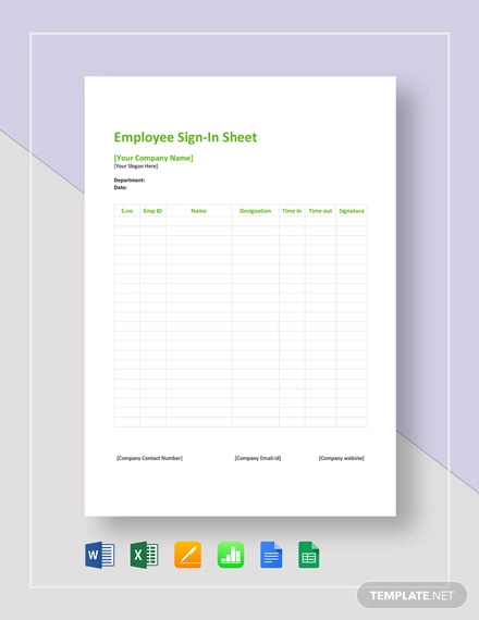 10+ Employee Sign-In Sheet Templates in Google Docs | Google Sheets ...