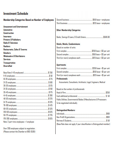 FREE 11+ Investment Schedule Templates in PDF | XLS | MS Word