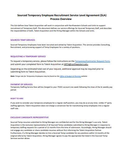 11+ Recruitment Agency Service Level Agreement Templates in PDF | MS Word