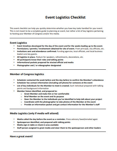 11+ Event Logistics Plan Templates in PDF | MS Word