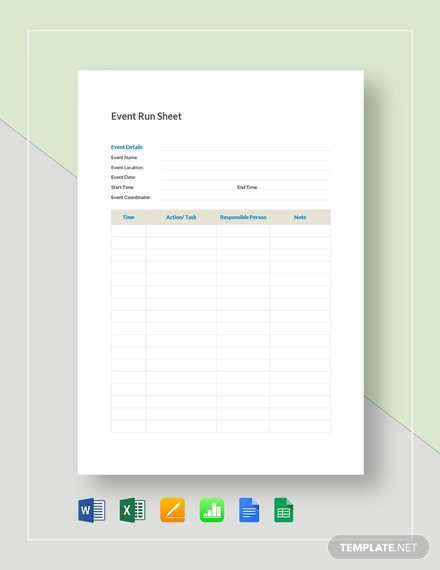 Run Sheet Template - 11+ Free Sample, Example, Format