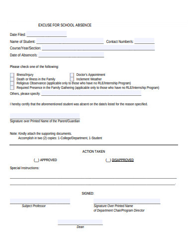 Free 19+ School Excuse Letter Templates, PDF, DOC