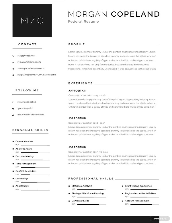 Federal Resume Template -13+ Free Word, Excel, PDF Format Download!