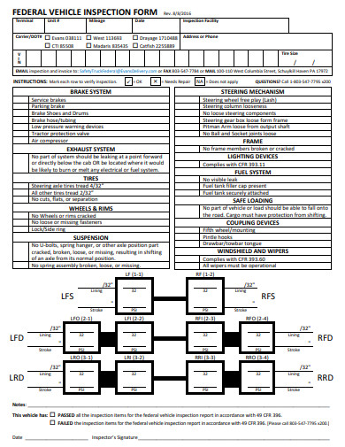 10+ Weekly Vehicle Inspection Form Templates in PDF