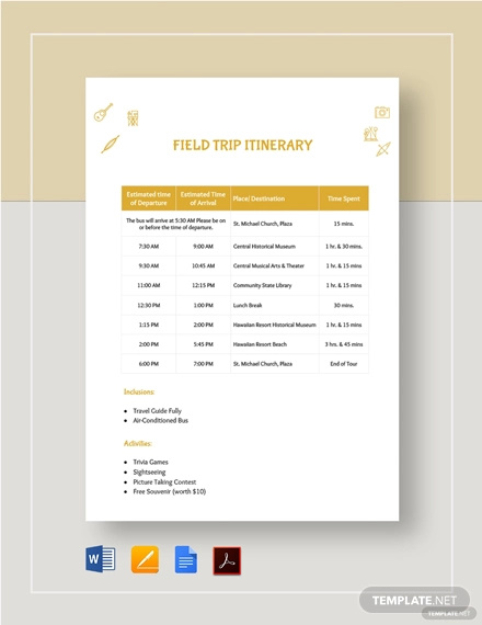 31+ Trip Itinerary Templates - PDF, DOC, Excel | Free & Premium Templates