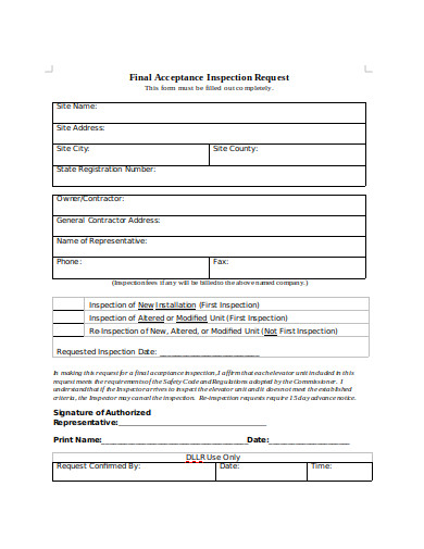 10+ Inspection Request Form Templates in PDF | DOC