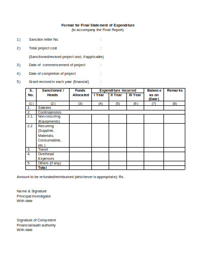 10+ Expenditure Statement Templates in Google Docs | Word | Pages | PDF ...