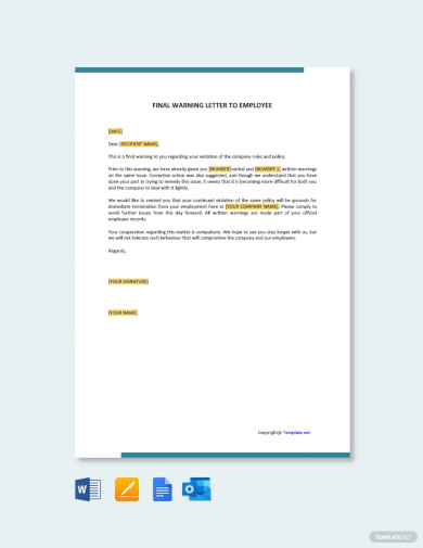 13+ Final Warning Letter Template - 13+ Word, PDF Format Download!