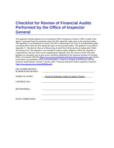 10+ Audit Review Checklist Templates in PDF | DOC