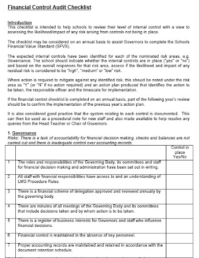 9+ Financial Audit Checklist Template in PDF | DOC