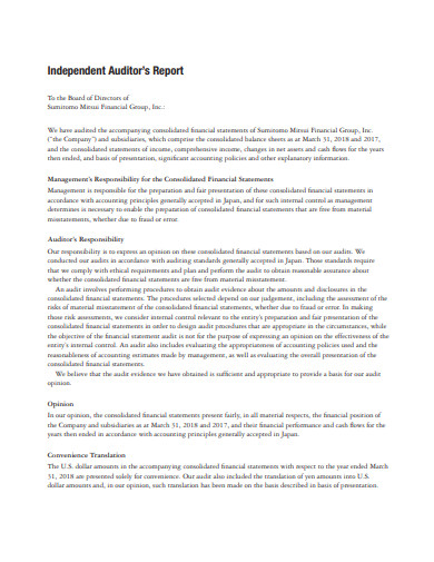11+ Independent Auditor Report Templates in PDF | WORD