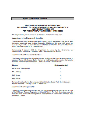 11+ Audit Committee Report Templates in PDF | Doc