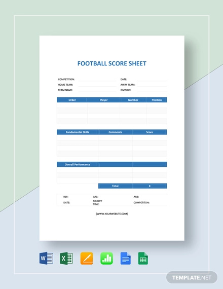 Football Team Sheet Template - 6+ PDF | Free & Premium Templates