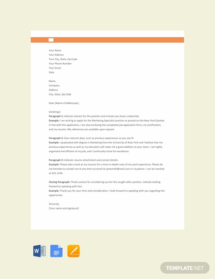 63+ Formal Application Letter Template