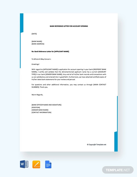 13+ Sample Bank Reference Letter Templates - PDF, DOC