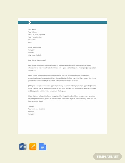 57+ Recommendation Letter Templates in PDF
