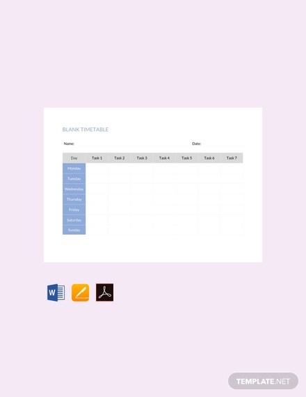 Free 28+ Timetable Template - Sample, Example, Format