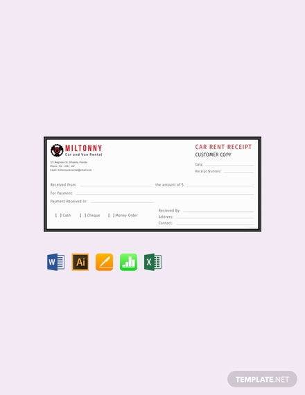 11+ Car Rental Receipt in Docs | Sheets | Excel | Word | Numbers ...