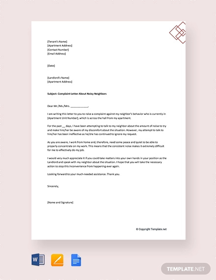 16+ Noise Complaint Letter Templates - PDF, DOC