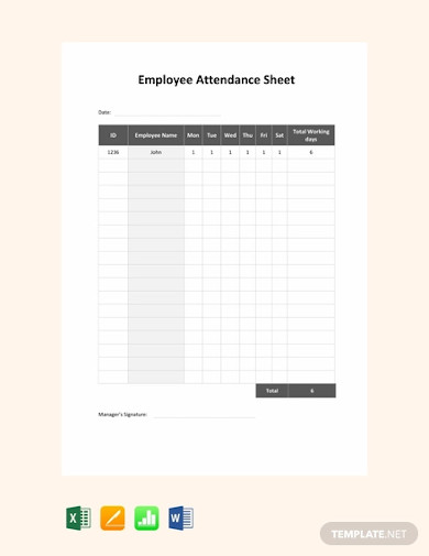 10+ Employee Attendance Sheet Templates in PDF | Word Google Docs | Pages