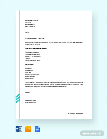 16+ Fund Transfer Letter Templates - PDF, Doc, Apple Pages, Google Docs