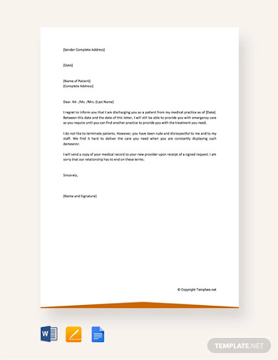 8+ Patient Termination Letter Templates - Word, PDF, Google Docs