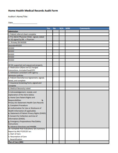 10+ Medical Record Audit Form Templates in PDF
