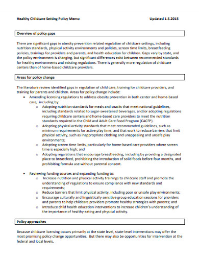 11+ Child Care Memo Templates in PDF | WORD