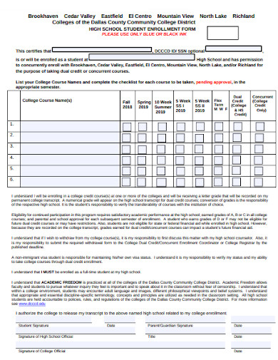 14+ Student Enrollment Form Templates PDF | DOC