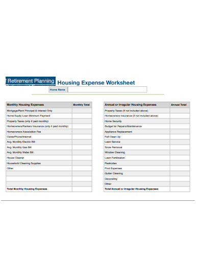 Pension Expense Worksheet Template