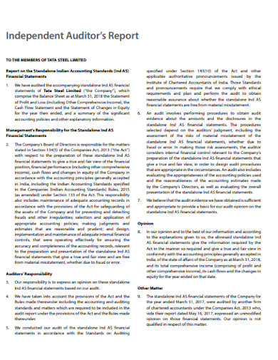 11+ Independent Auditor Report Templates in PDF | WORD