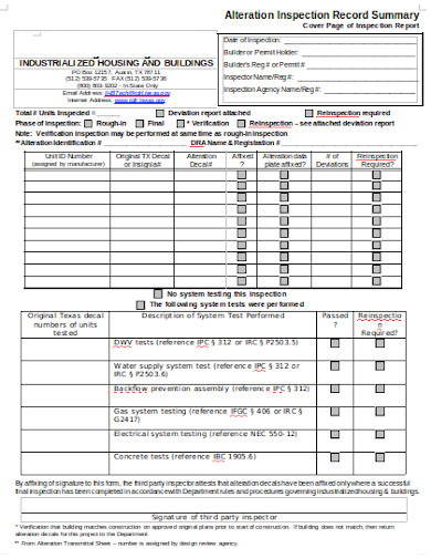 10+ Inspection Summary Templates in PDF | WORD