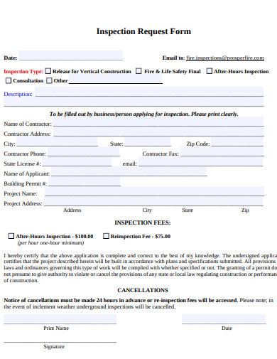 10+ Inspection Request Form Templates in PDF | DOC