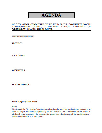 10+ Internal Audit Agenda Templates in PDF | DOC