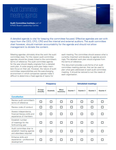 10+ Internal Audit Agenda Templates in PDF | DOC