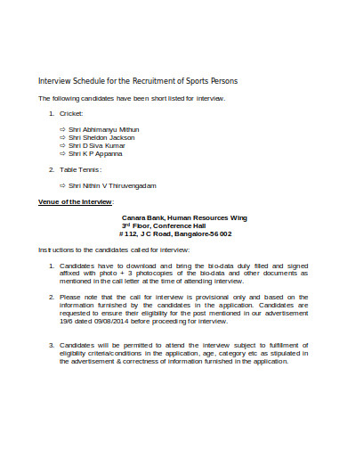 6+ Recruitment Schedule Templates in PDF | MS Word