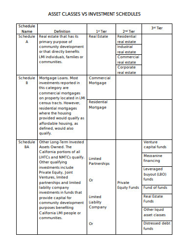 FREE 11+ Investment Schedule Templates in PDF | XLS | MS Word