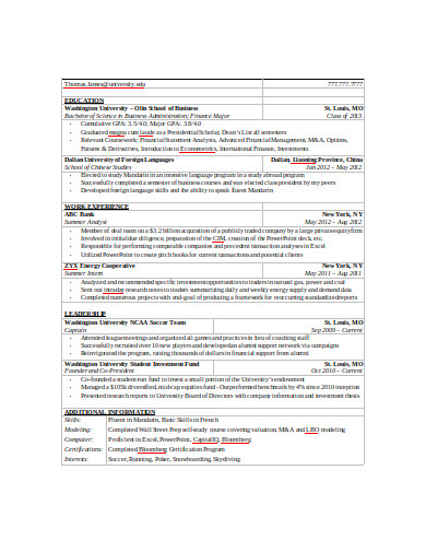 14+ Investment Banking Resume Templates in PDF | Word | Illustrator ...