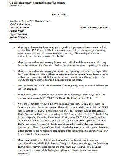 10+ Investment Committee Meeting Minutes Templates in PDF | DOC