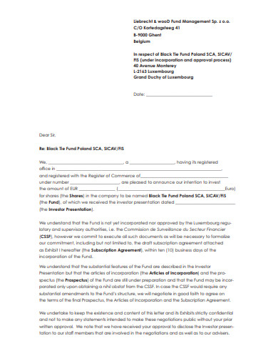 11+ Investment Commitment Letter Templates in PDF | DOC